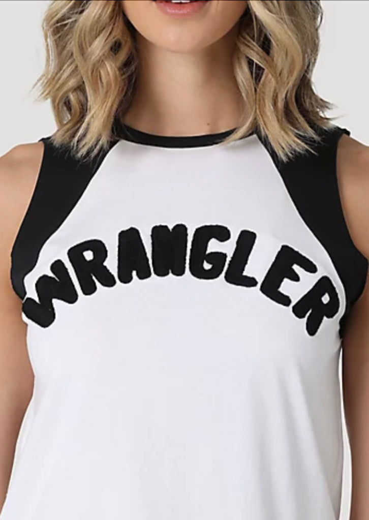 WOMEN'S WRANGLER VINTAGE LOGO RAGLAN TANK IN BRIGHT WHITE| Rustic Edge ...