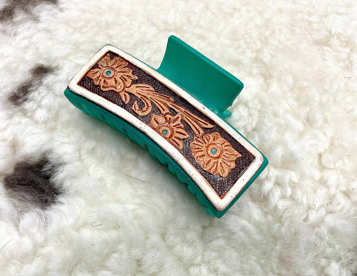 Tooled Leather hair Claws| Rustic Edge Western Wear and Gifts